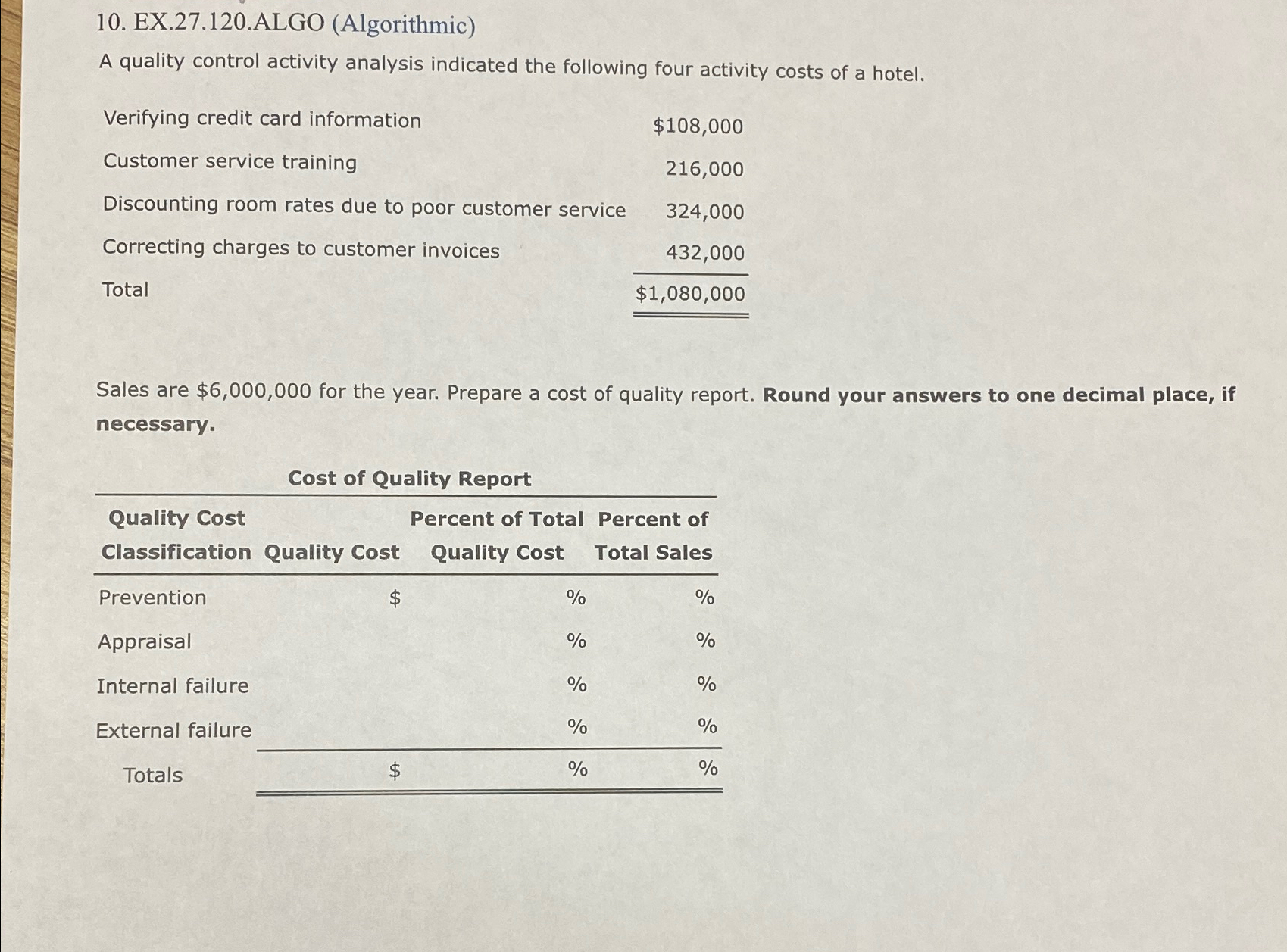 Solved EX.27.120.ALGO (Algorithmic)A quality control | Chegg.com