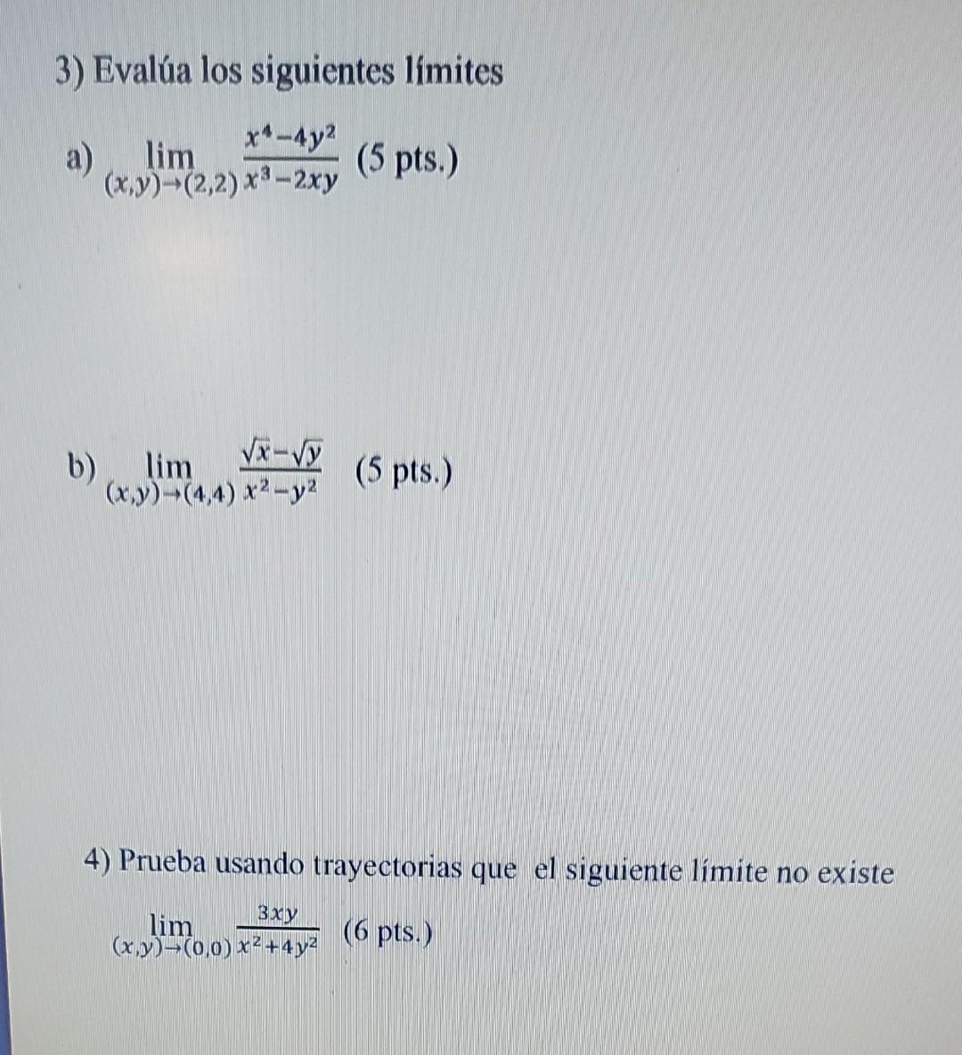 Solved 3) Evaluate the following limits 4) Prove using | Chegg.com