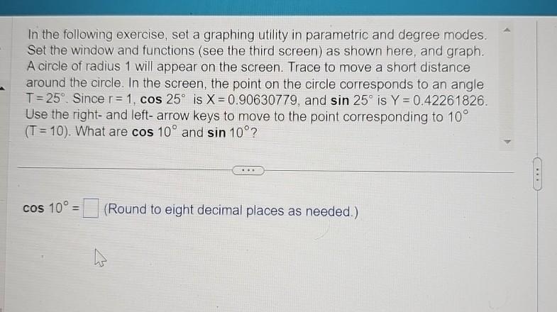 Solved In the following exercise, set a graphing utility in | Chegg.com