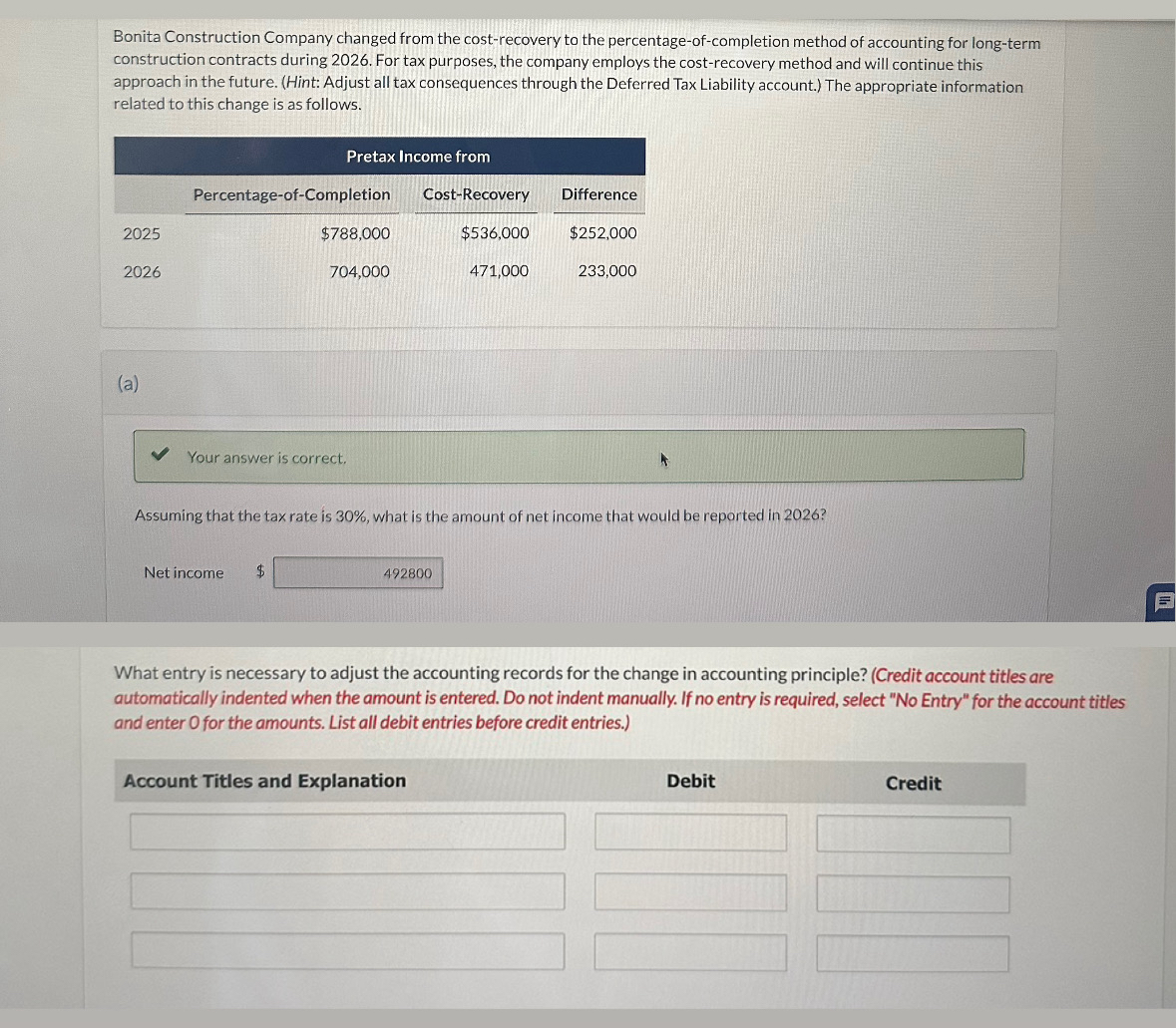 second part please, Bonita Construction Company | Chegg.com