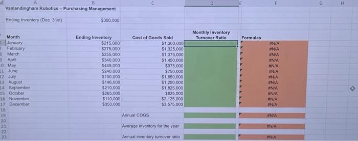 Solved Excel Online Structured Activity: Vanlandingham | Chegg.com