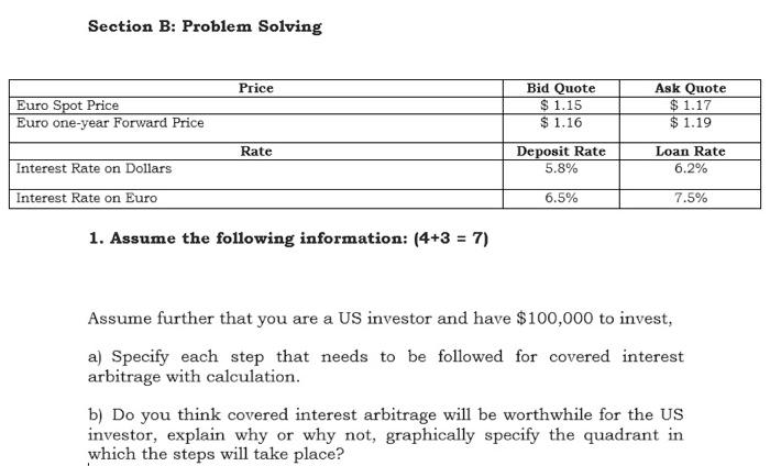 Solved Section B Problem Solving 1 Assume The Following 