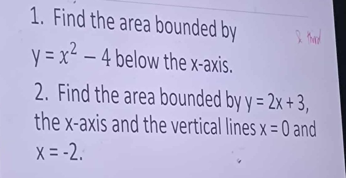 Solved Find the area bounded by y=x2-4 ﻿below the | Chegg.com