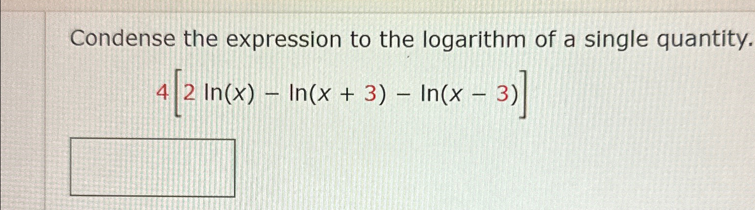 Solved Condense the expression to the logarithm of a single | Chegg.com