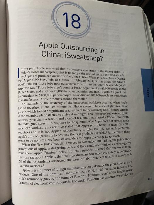 Solved 18 Apple Outsourcing in China: iSweatshop? Cases n | Chegg.com