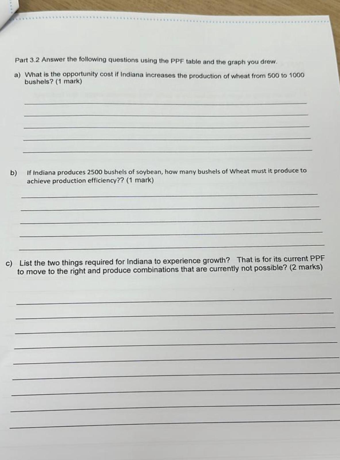 Solved PART 3: SHORT ANSWER: Product Possibility Frontier | Chegg.com