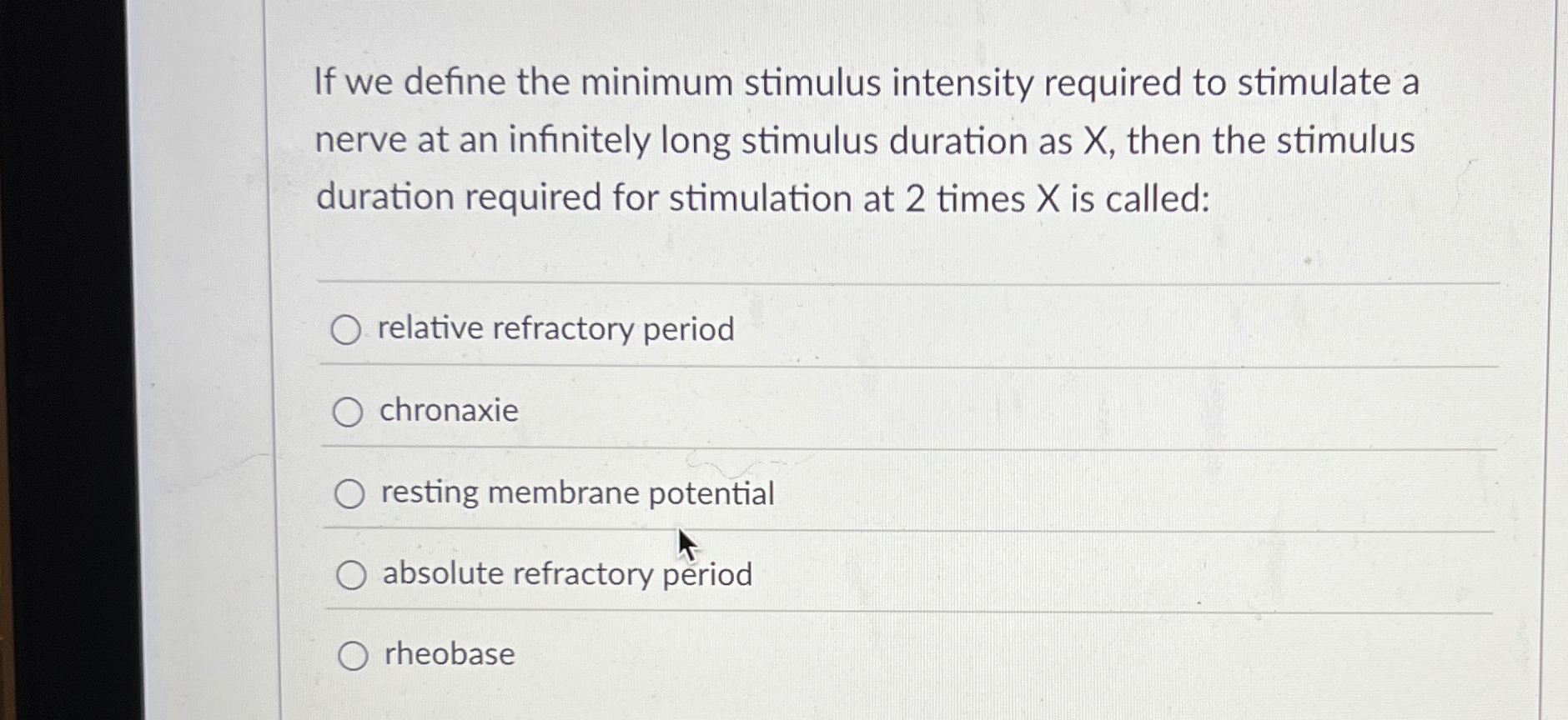 Solved If we define the minimum stimulus intensity required | Chegg.com