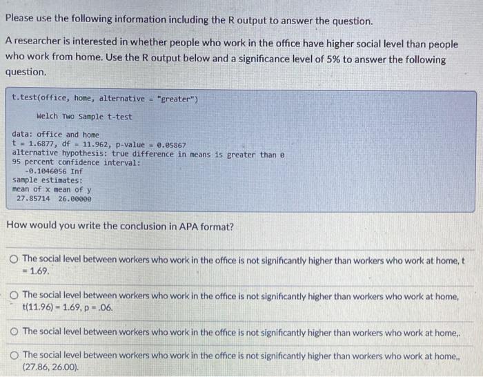 Solved Please use the following information including the R | Chegg.com