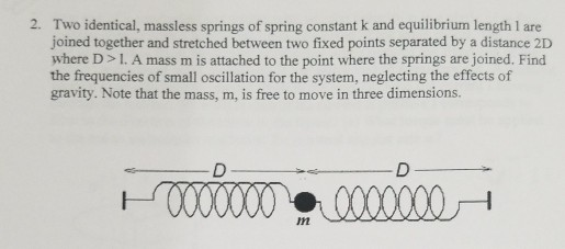 Solved 2. Two identical, massless springs of spring constant | Chegg.com