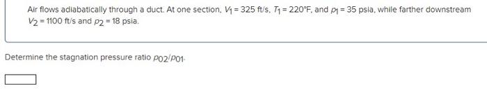 Solved Air flows adiabatically through a duct. At one | Chegg.com