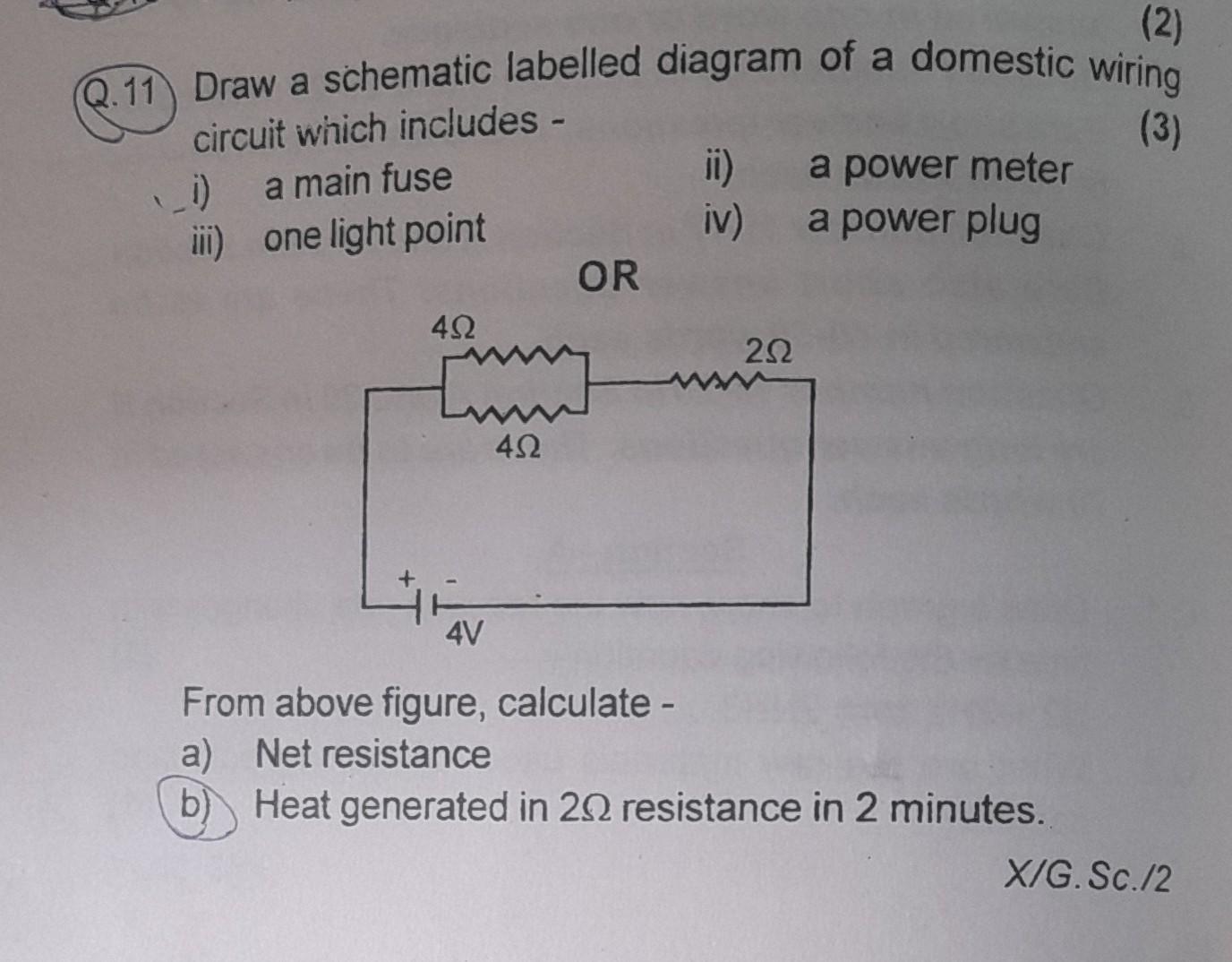 Solved 11 Draw A Schematic Labelled Diagram Of A Domestic