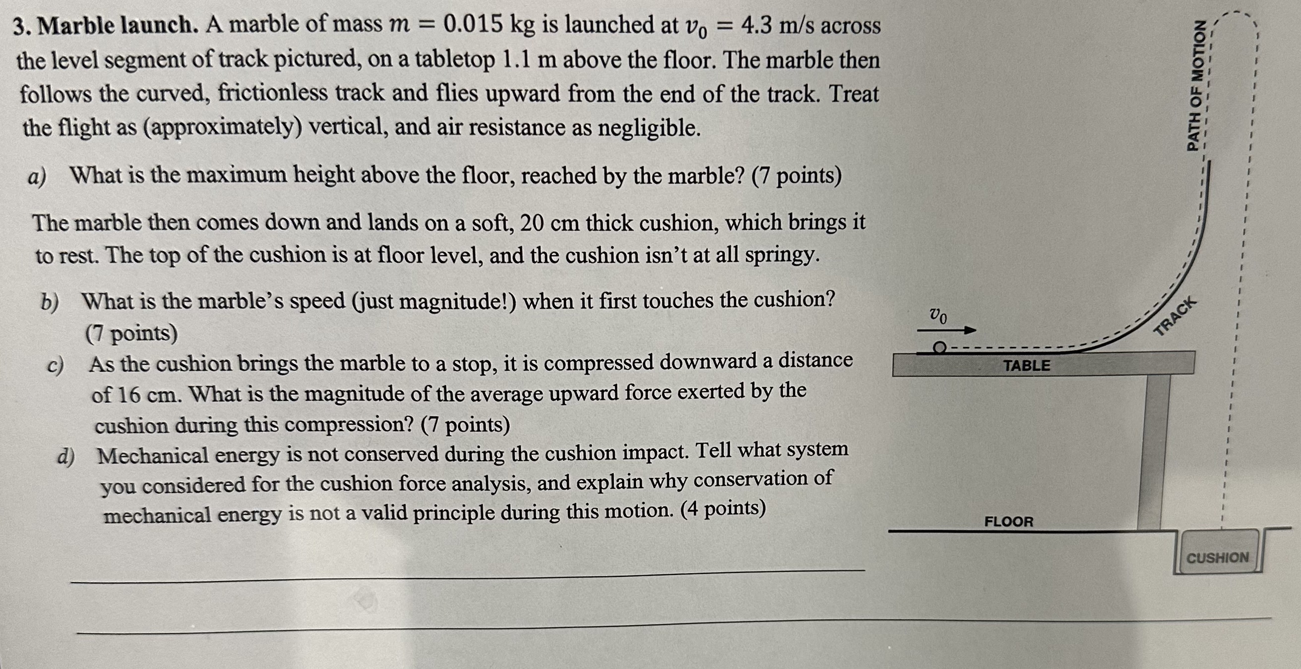 Solved Marble launch. A marble of mass m=0.015kg ﻿is | Chegg.com
