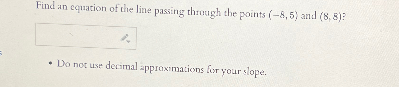 Solved Find an equation of the line passing through the | Chegg.com