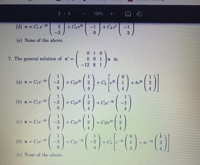 Solved 6. The general solution of x' = 1-3 1 -1 1 3 -3 -1 x | Chegg.com
