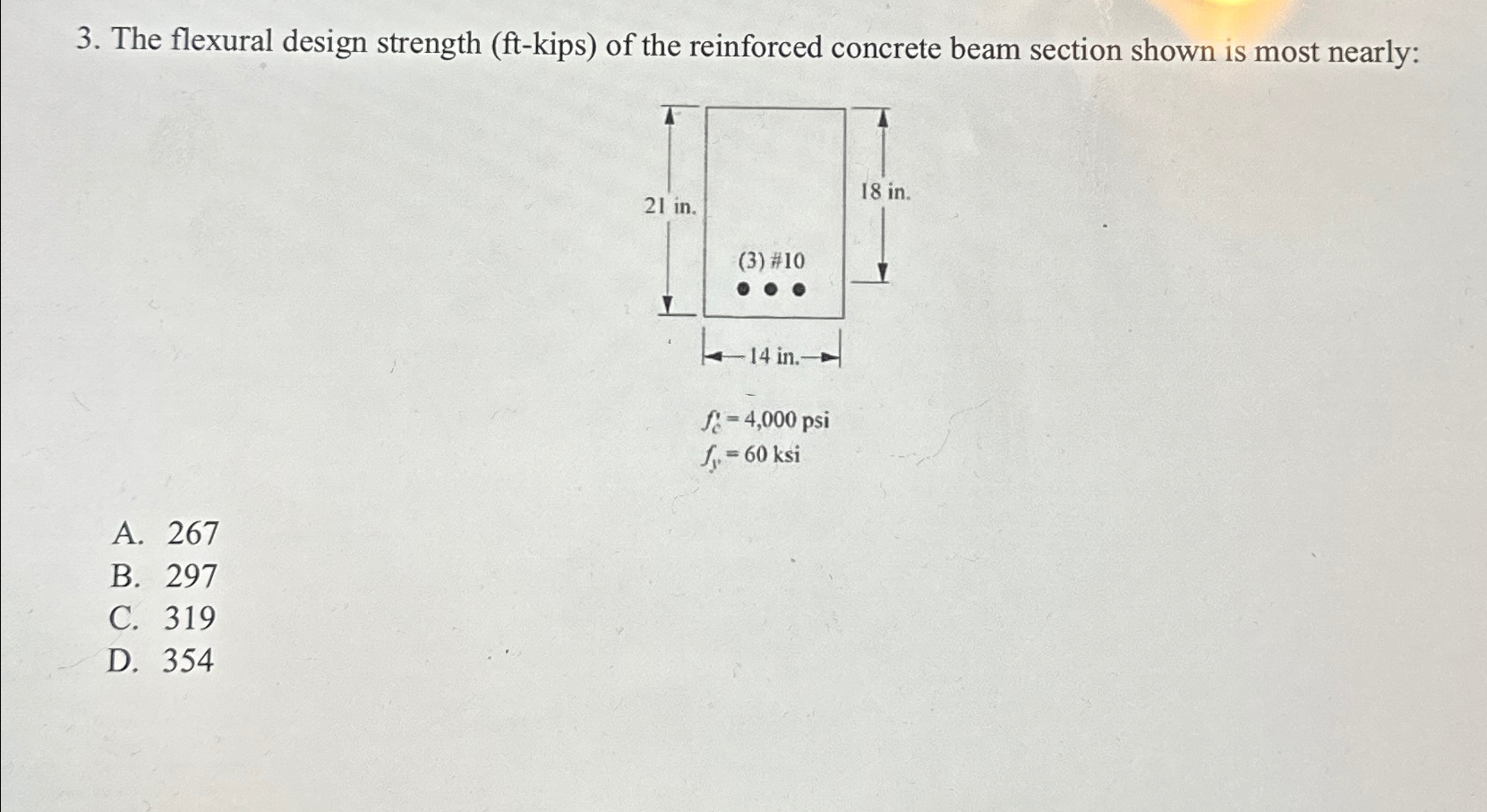 Solved The flexural design strength (ft-kips) ﻿of the | Chegg.com