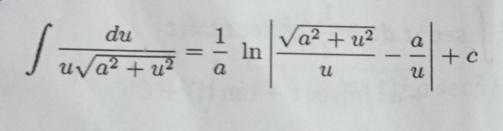 Solved du u√a² + u² 1₁ In a² + u² U n + c | Chegg.com