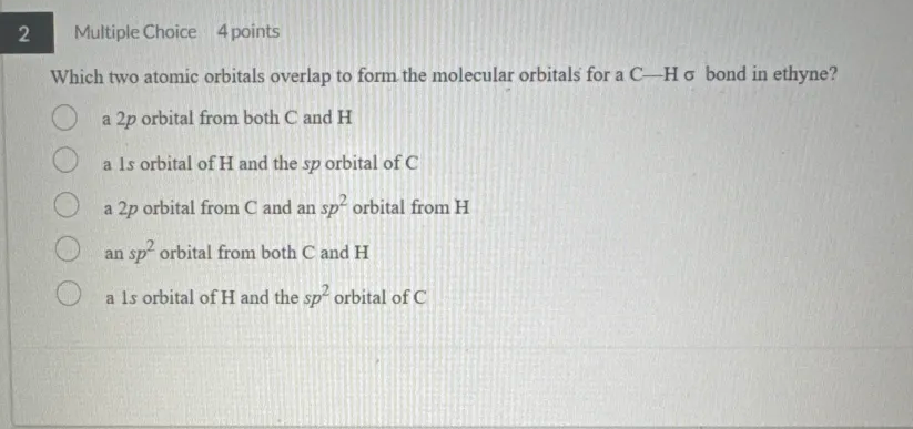 Solved Which Two Atomic Orbitals Overlap To form The