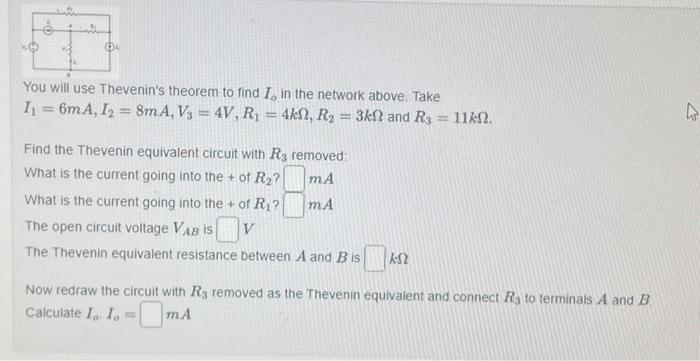 Solved You will use Thevenin's theorem to find Io in the | Chegg.com