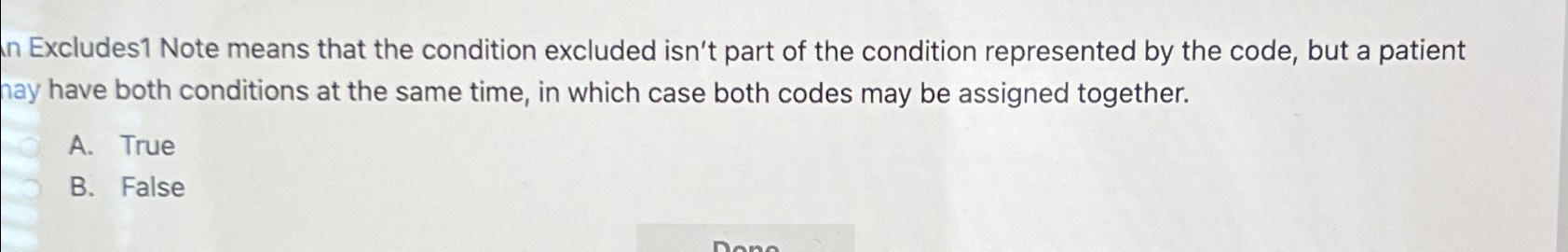 Solved In Excludes1 ﻿Note means that the condition excluded | Chegg.com