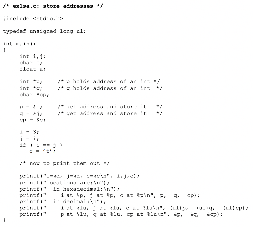 Solved (C program) ﻿Fix the program. Store the addresses. | Chegg.com