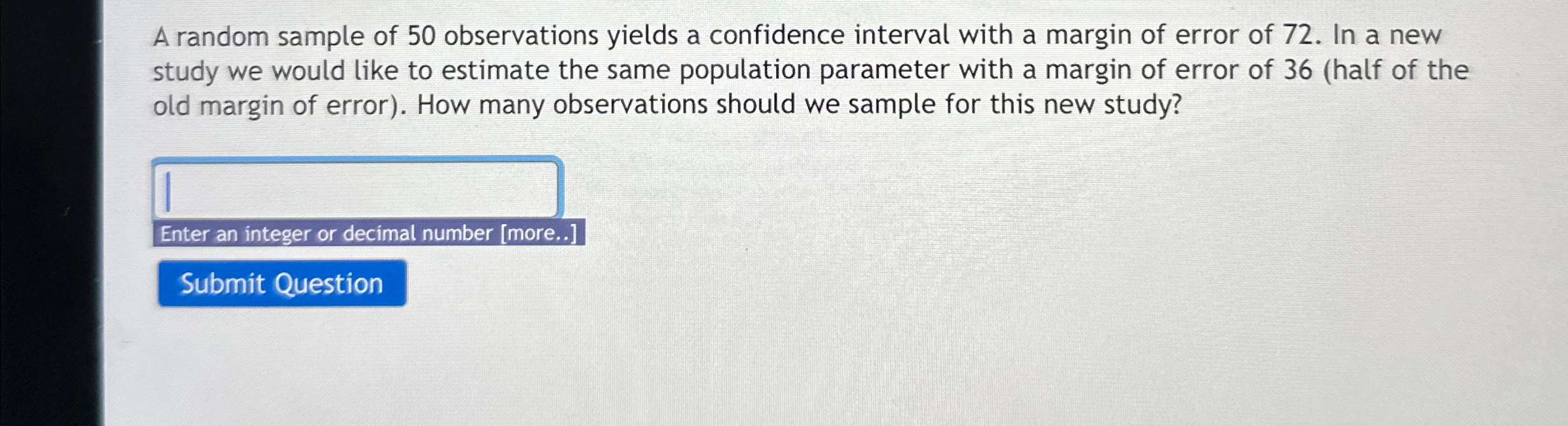 Solved A random sample of 50 ﻿observations yields a | Chegg.com