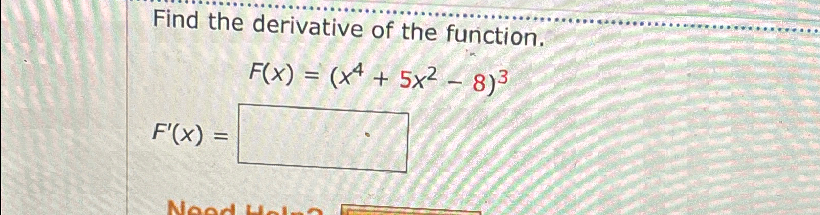 Solved Find the derivative of the | Chegg.com
