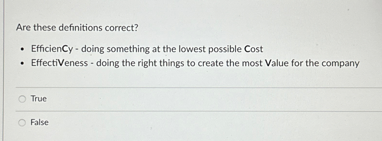 Solved Are these definitions correct?EfficienCy - ﻿doing | Chegg.com