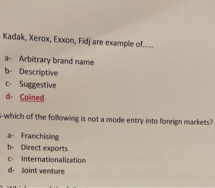 Solved KDD,NBK,ABC and AXA are examples of the generic brand | Chegg.com