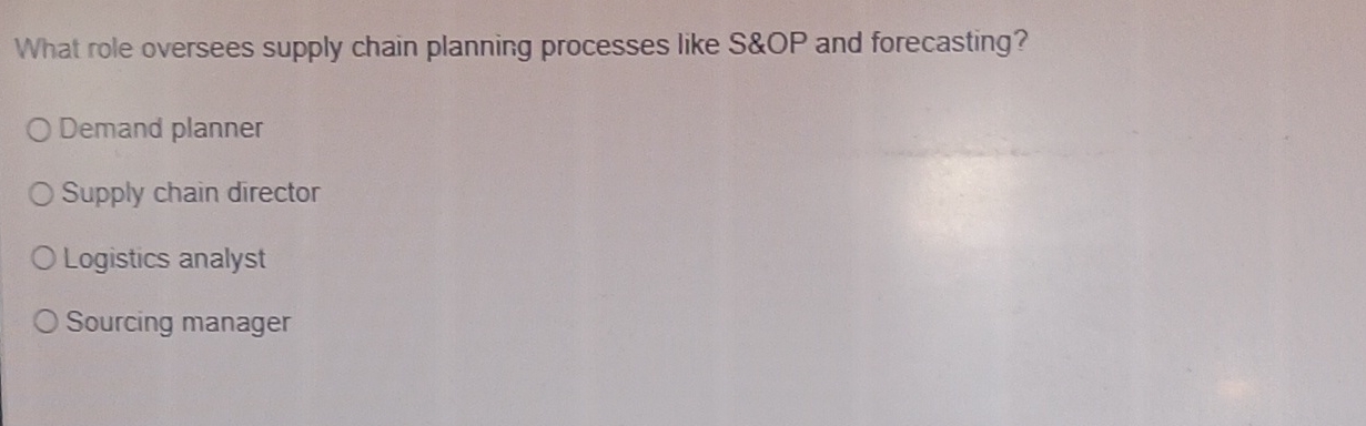 Solved What role oversees supply chain planning processes | Chegg.com