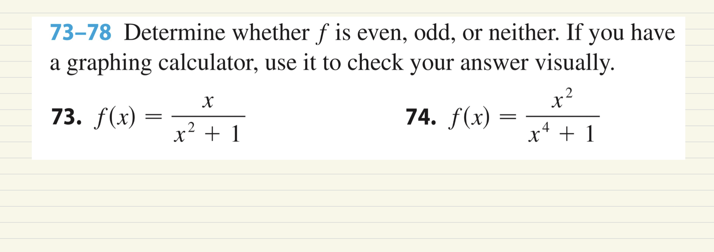 Solved How can you tell if a function is even or odd just by | Chegg.com