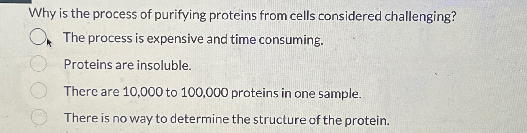 Solved Why is the process of purifying proteins from cells | Chegg.com