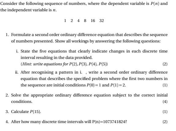 Solved Consider the following sequence of numbers, where the | Chegg.com