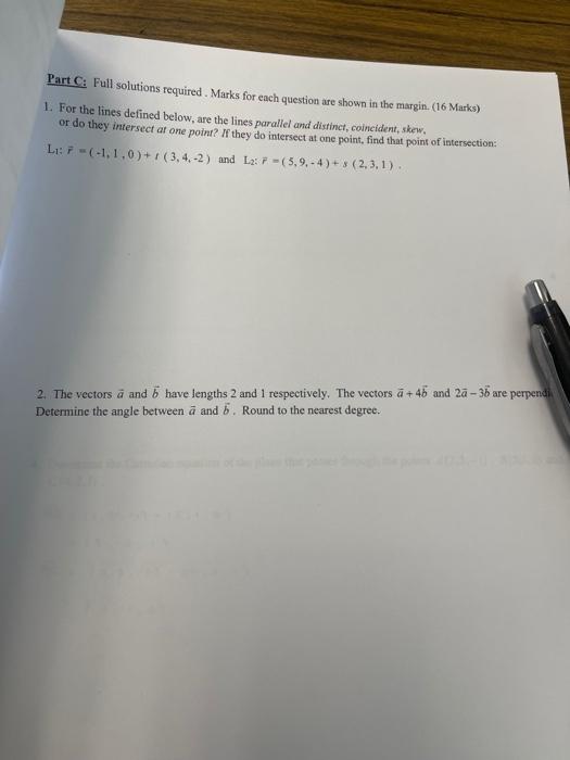 Solved Part C: Full solutions required. Marks for each | Chegg.com
