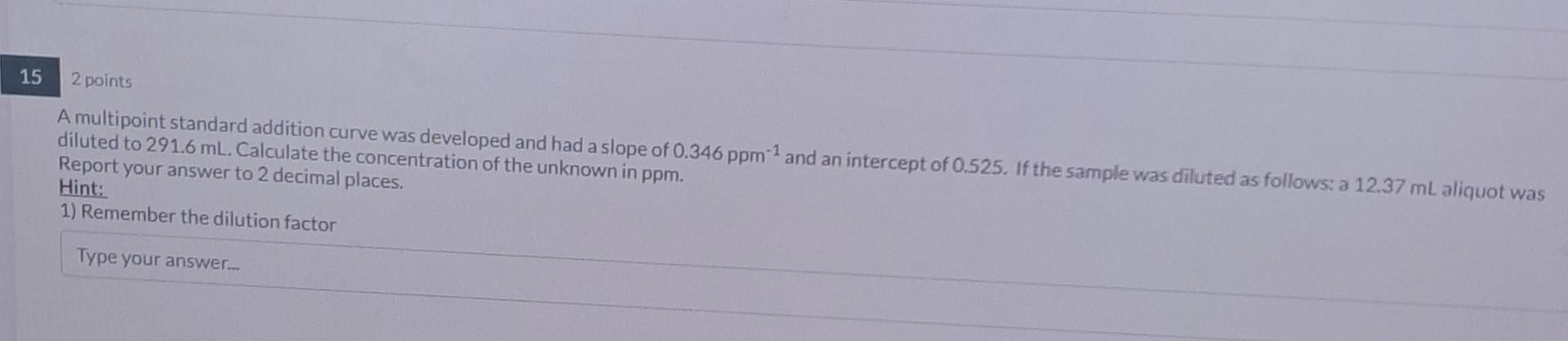 Solved A multipoint standard addition curve was developed | Chegg.com