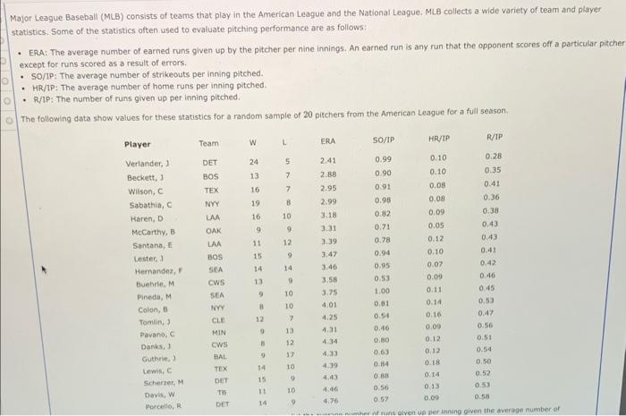 Solved Major League Baseball (MLB) consists of teams that | Chegg.com