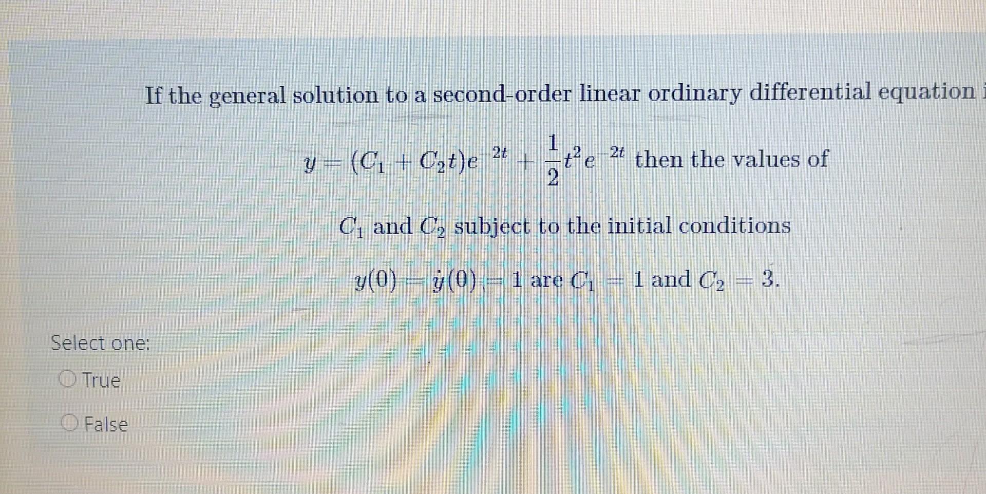 Solved If the general solution to a second-order linear | Chegg.com