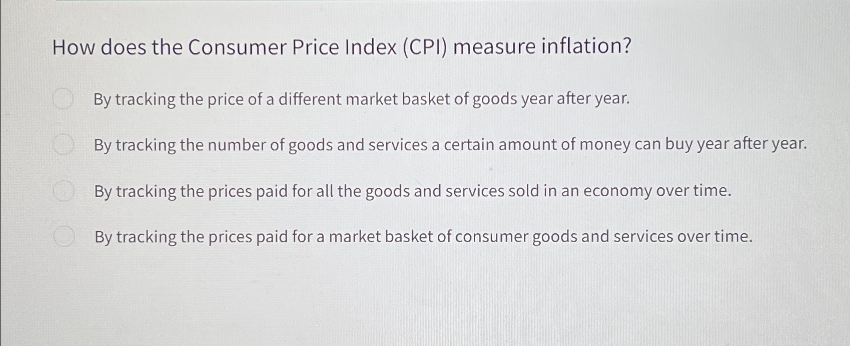Solved How does the Consumer Price Index (CPI) ﻿measure | Chegg.com
