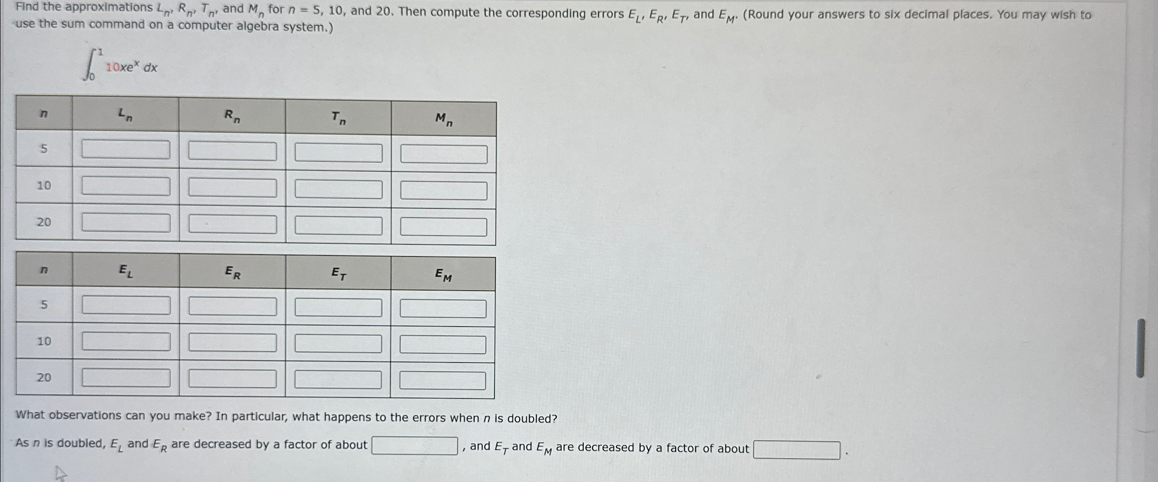 Solved Find the approximations Ln,Rn,Tn, ﻿and Mn ﻿for | Chegg.com