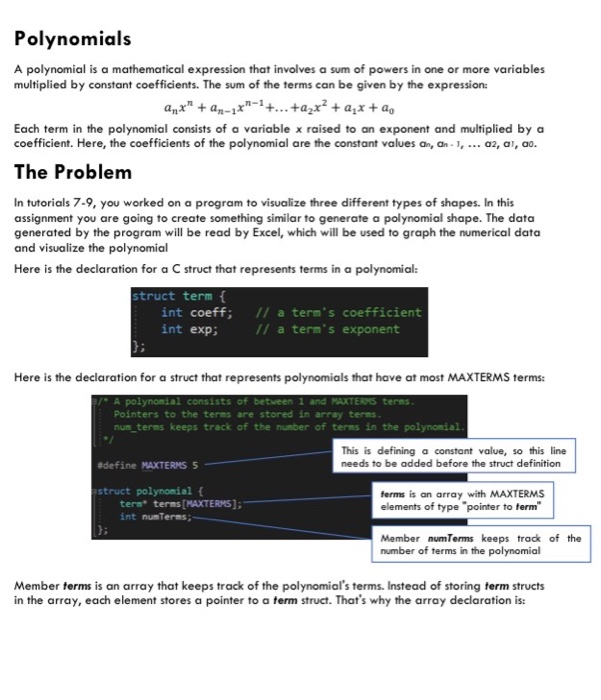 Solved Polynomials A polynomial is a mathematical expression | Chegg.com