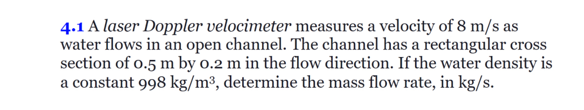 Solved 4.1 ﻿A laser Doppler velocimeter measures a velocity | Chegg.com