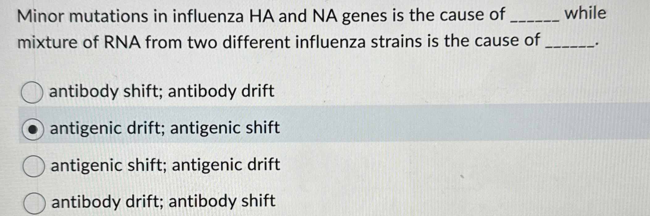 Solved Minor mutations in influenza HA and NA genes is the | Chegg.com