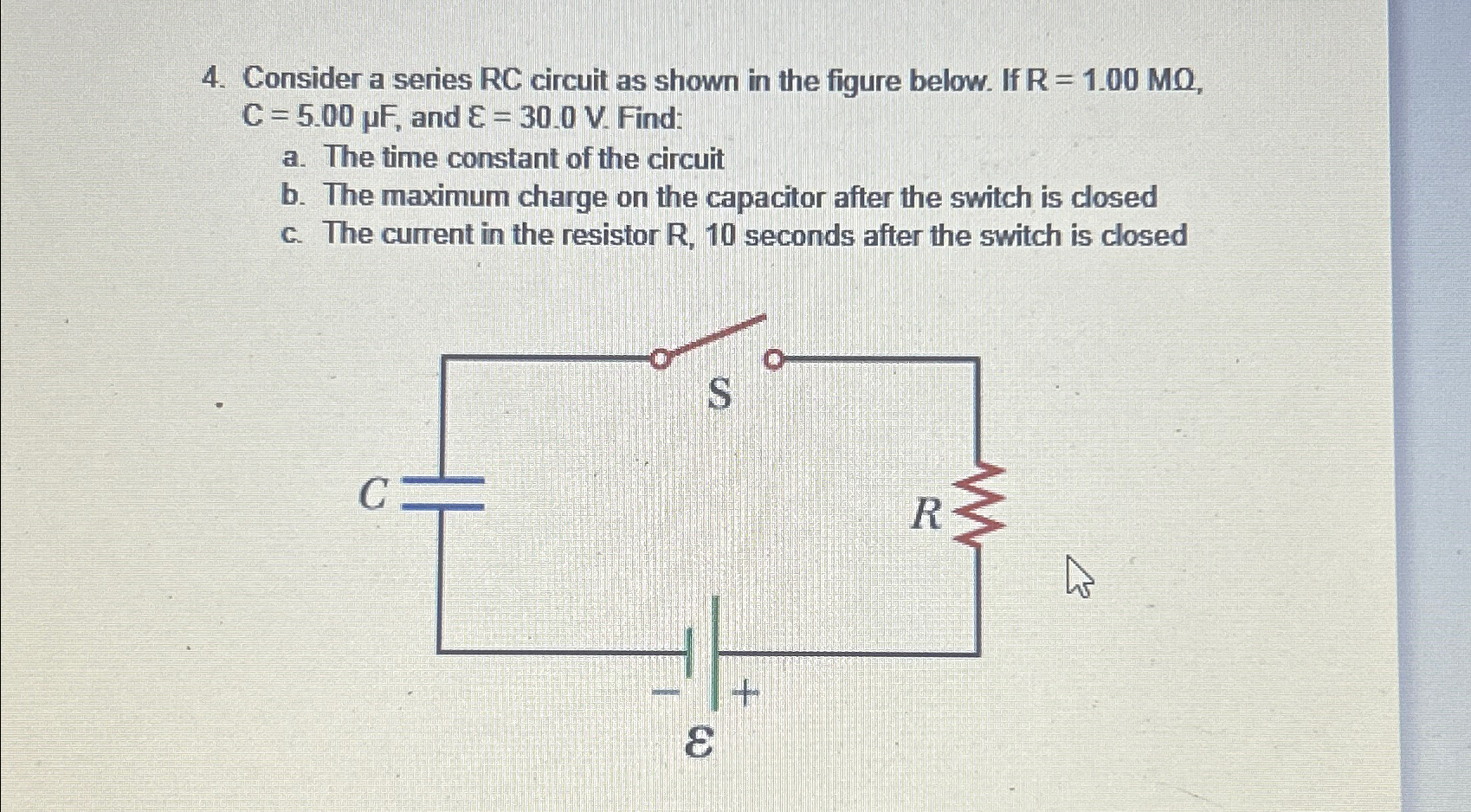Solved Consider a series RC ﻿circuit as shown in the figure | Chegg.com