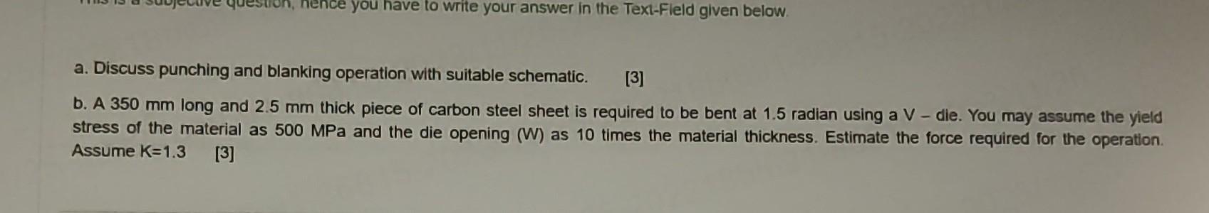 Solved a. Discuss punching and blanking operation with | Chegg.com