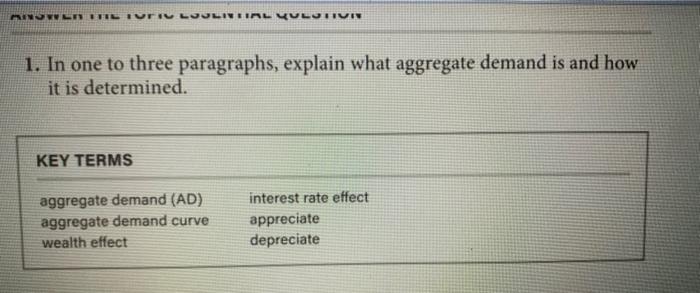 Solved 1. In one to three paragraphs, explain what aggregate | Chegg.com