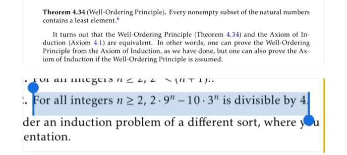 Solved Theorem 4.34 (Well-Ordering Principle). Every | Chegg.com