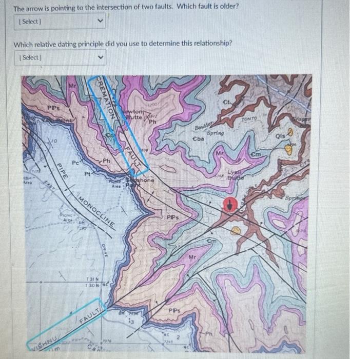 Solved The arrow is pointing to the intersection of two | Chegg.com