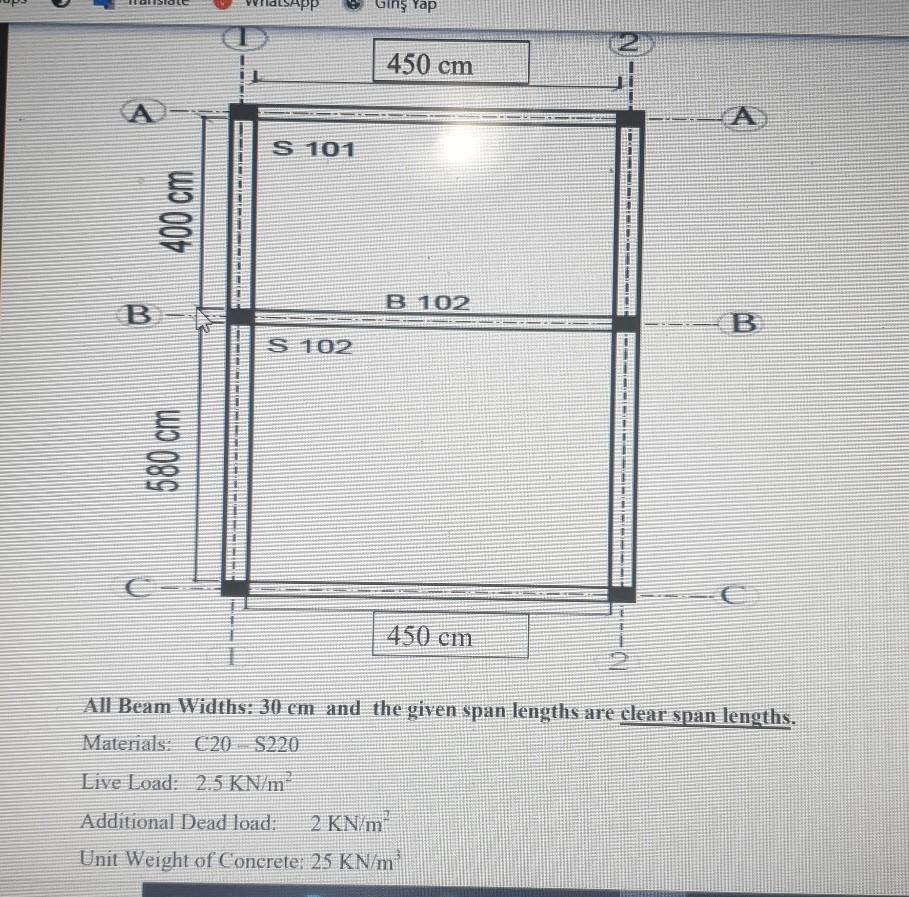 Solved 2) Draw skecth of the plan for slab S101 and S102 and | Chegg.com