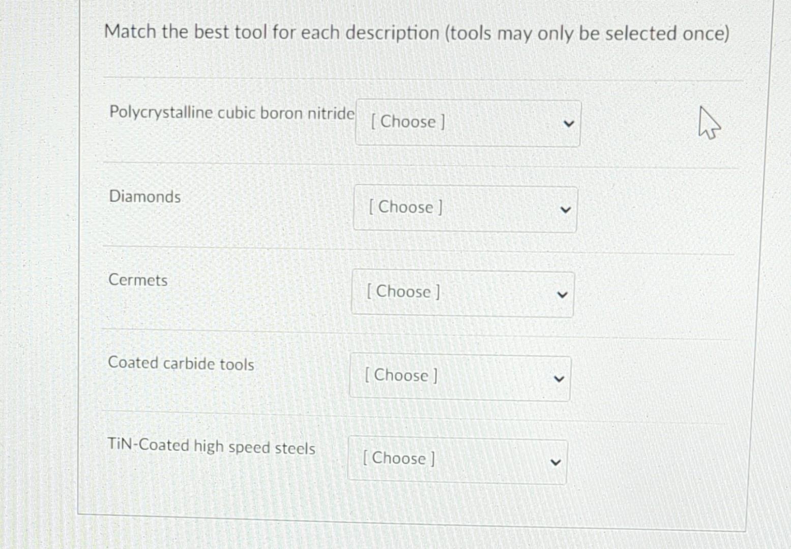 Solved Match the best tool for each description (tools may | Chegg.com