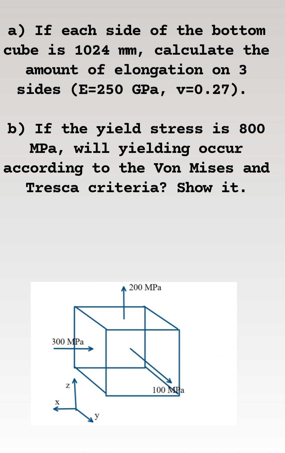 Solved a) ﻿If each side of the bottom cube is 1024 ﻿mm , | Chegg.com
