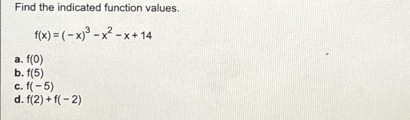 Solved Find the indicated function | Chegg.com